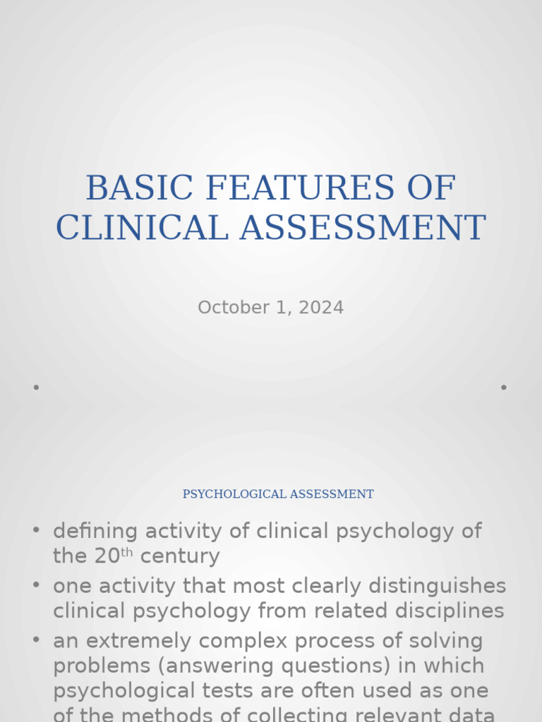 Basic Features of Clinical Assessment | PDF | Psychology | Clinical Psychology