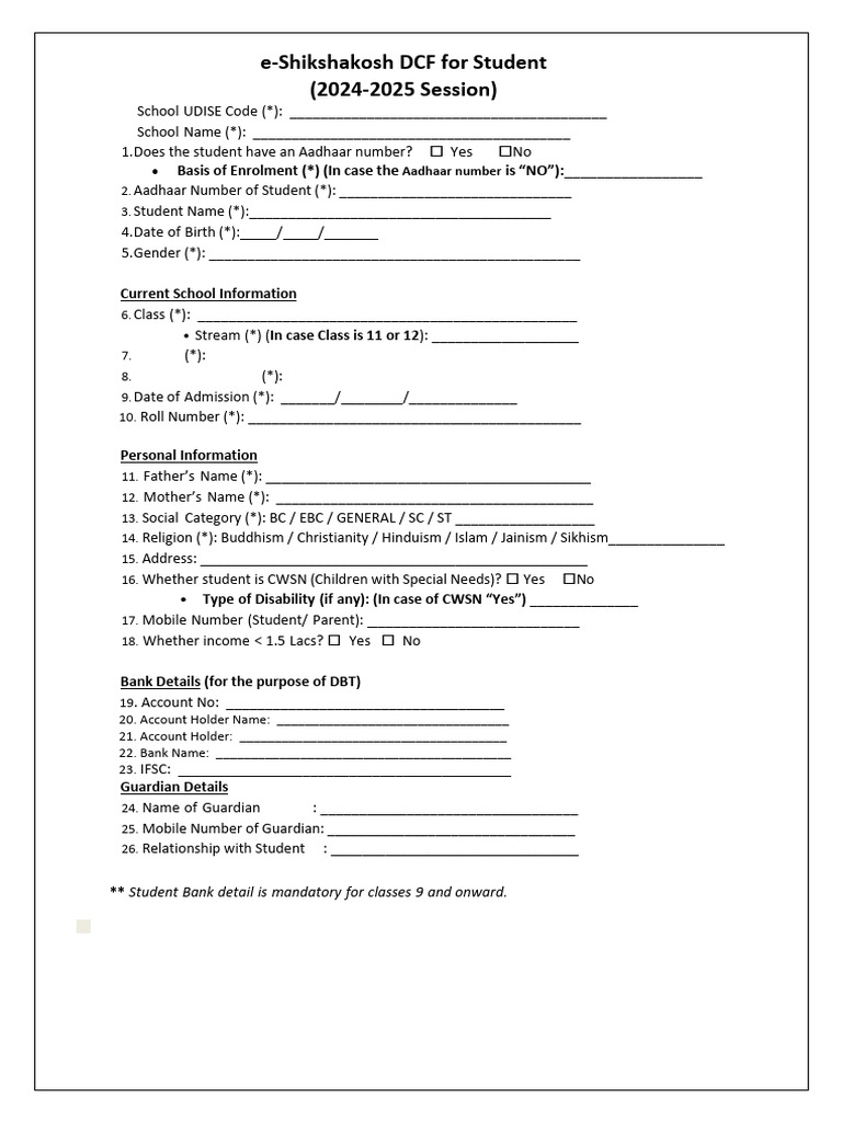 e-Shikshakosh DCF for Students 2024-25 | PDF | Religious Faiths ...