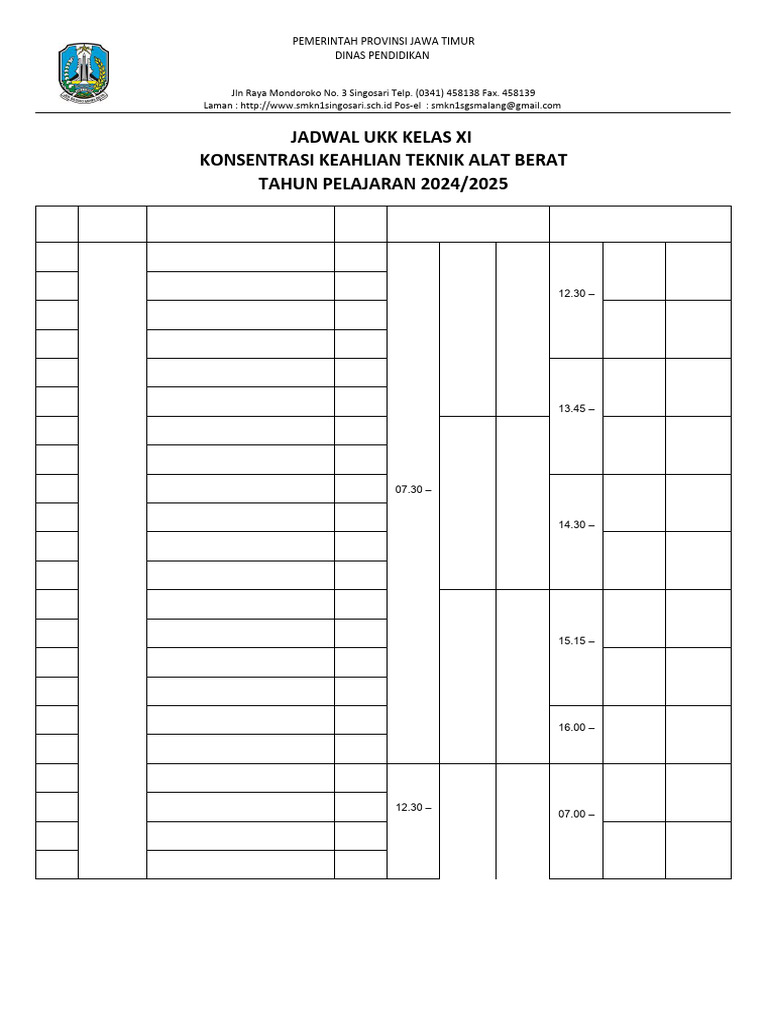 Jadwal UKK 2024-2025 | PDF