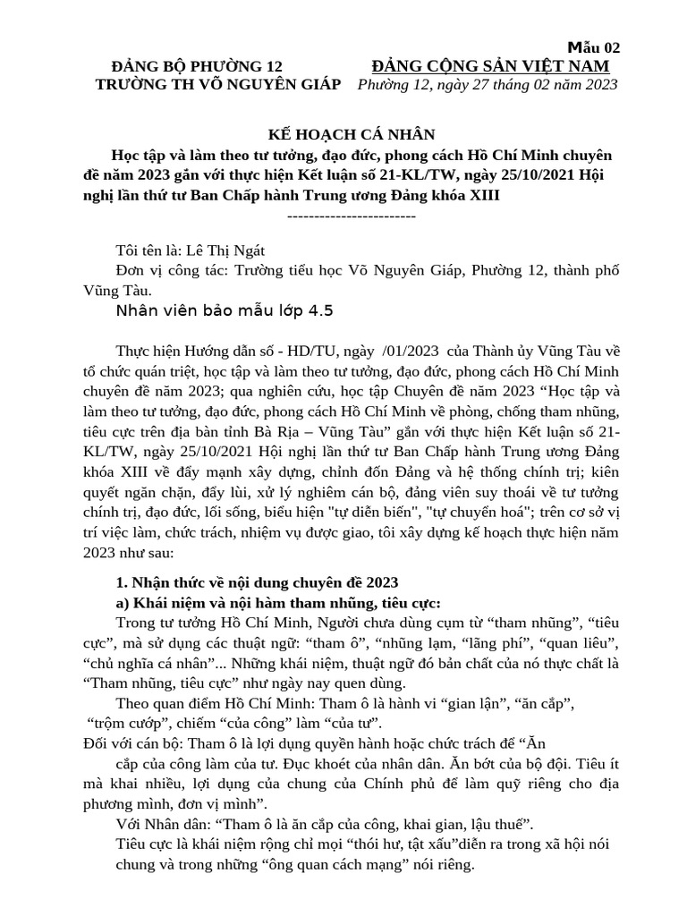 Hai LY - KH CA NHAN CĐ 2023 (Repaired) | PDF