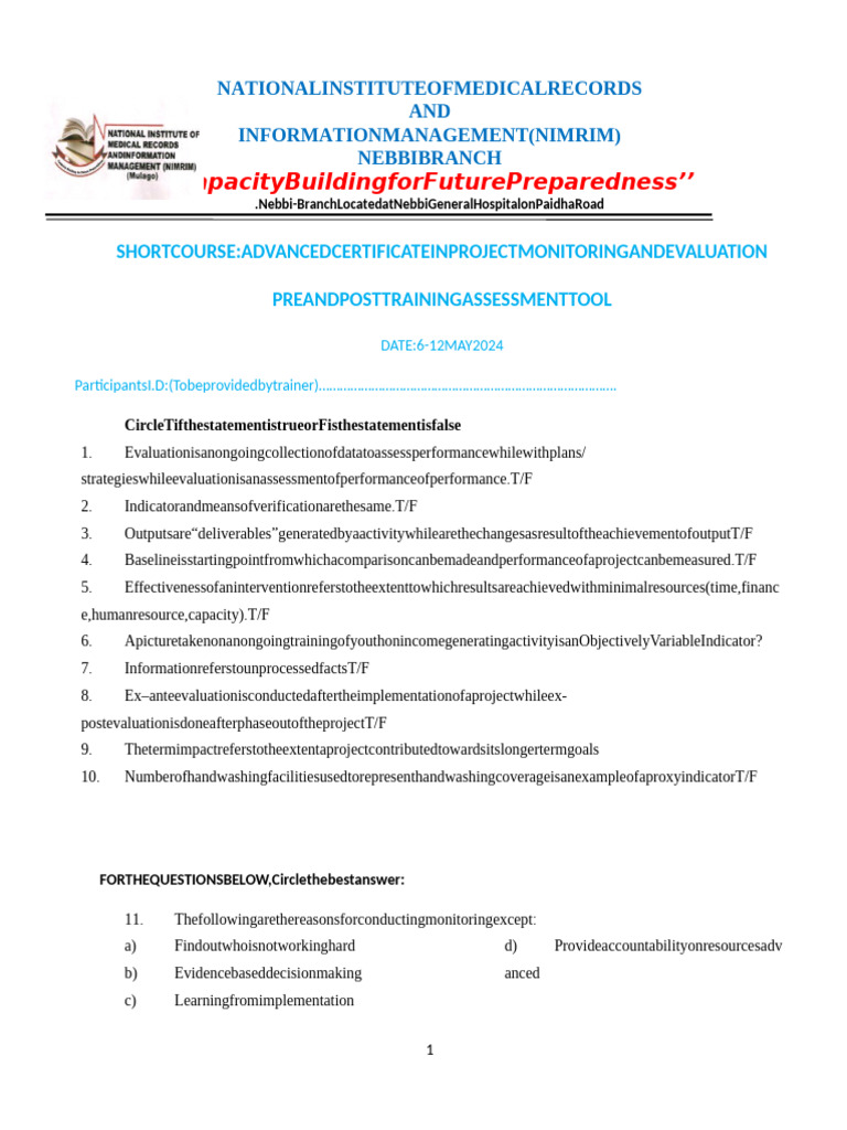 Pre-And Post Training Evaluation | PDF