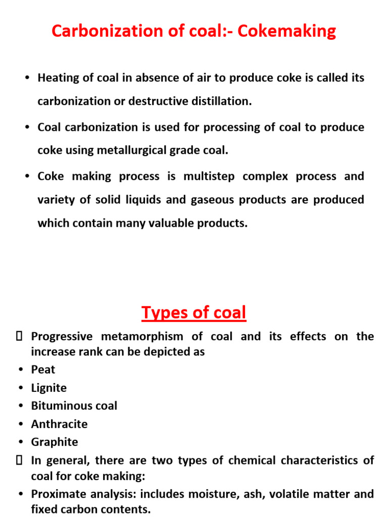 carbonization | PDF | Coke (Fuel) | Coal