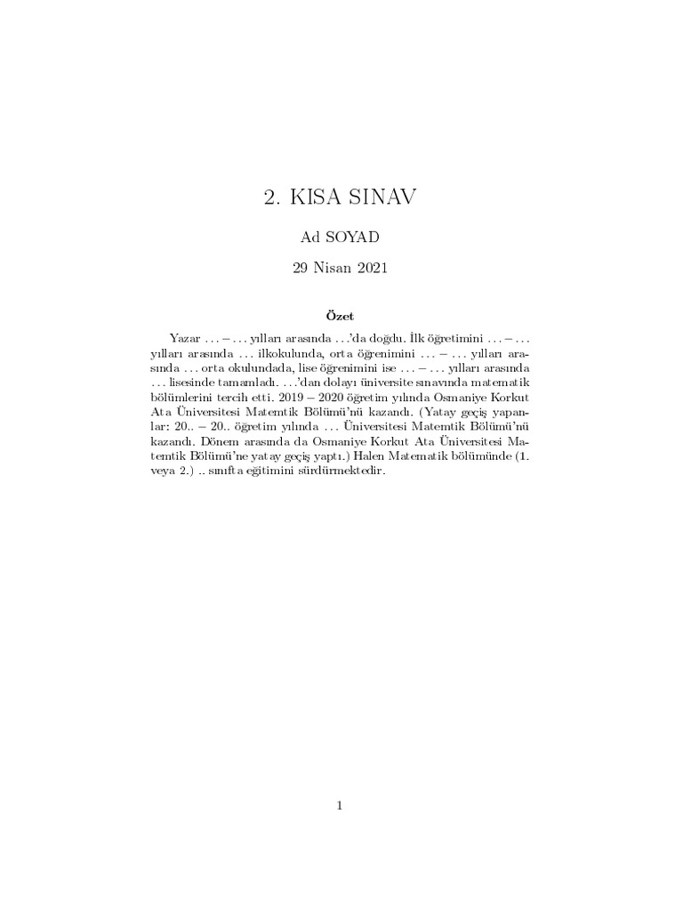 Kisa Sinav2 | PDF