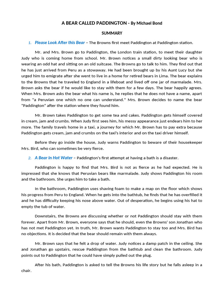 A Bear Called Paddington | PDF | Paddington Bear