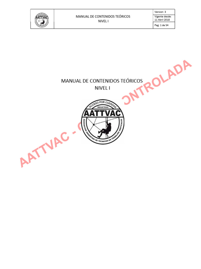 4 - Manual de Contenidos Teoricos - N1 - AATTVAC - V3.2 | PDF | Riesgo | Andamio