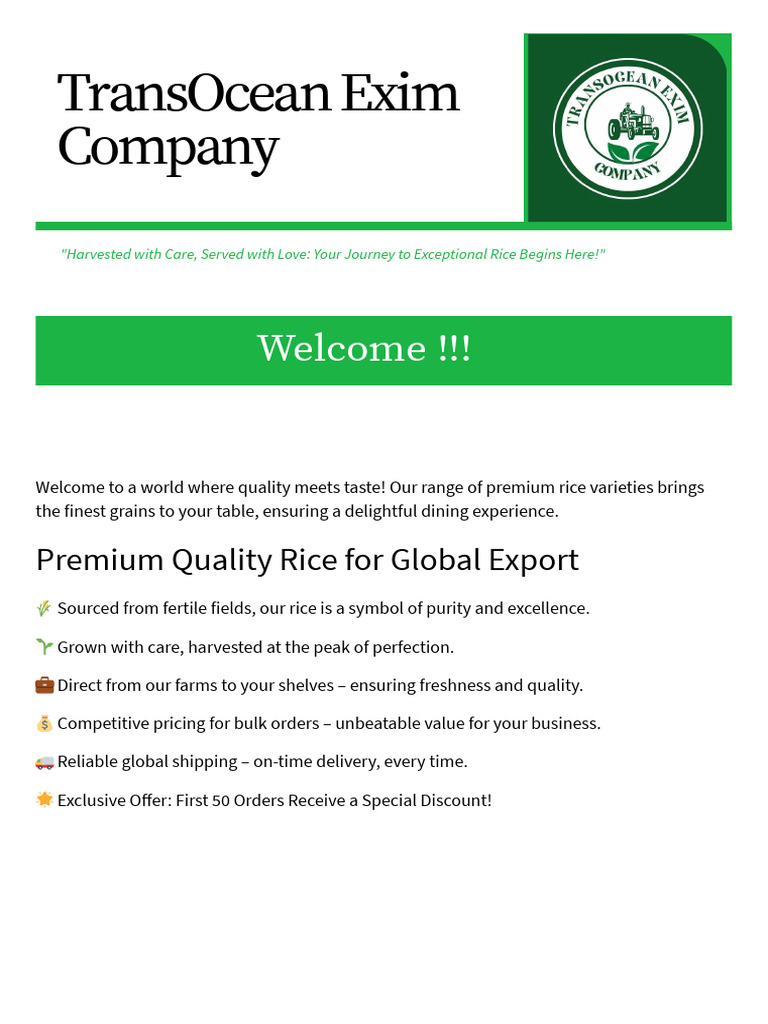 Trans Ocean Exim Company | PDF | Rice | Cereals