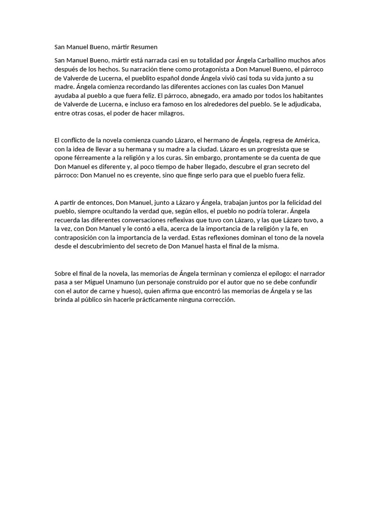 Resumen de San Manuel Bueno, mártir | PDF