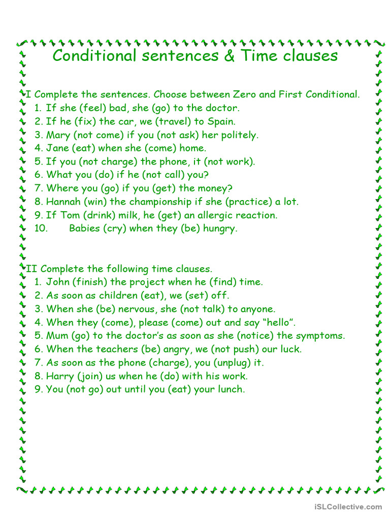 Conditional Sentences and Time Clauses | PDF | Wellness