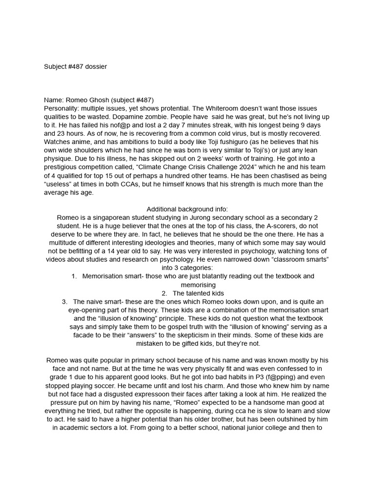 Subject #487 Dossier PDF | PDF