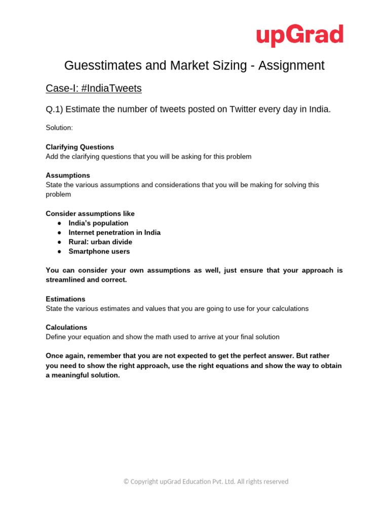 UGDevSeparateDuke PM - C27 - Guesstimate Practice Questions - Assignment Template | PDF
