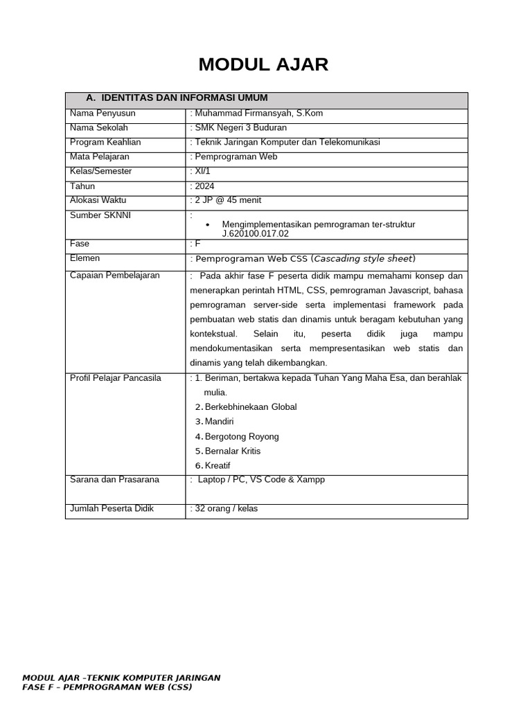 Modul Ajar CSS Muhammad Firmansyah-1 | PDF