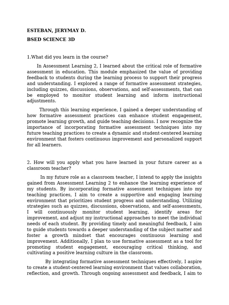 Enhancing Teaching with Formative Assessment | PDF | Educational ...