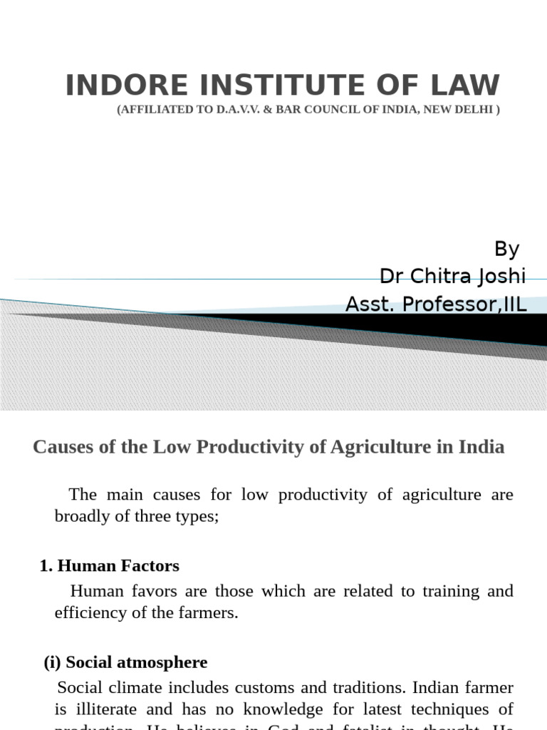 Causes of Low Agricultural Productivity in India | PDF | Agriculture ...