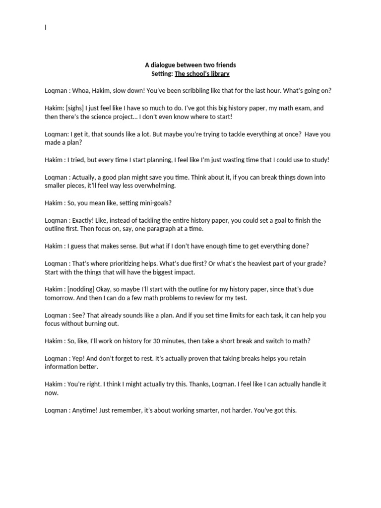 A Dialogue Between Two Friends | PDF | Language Arts & Discipline