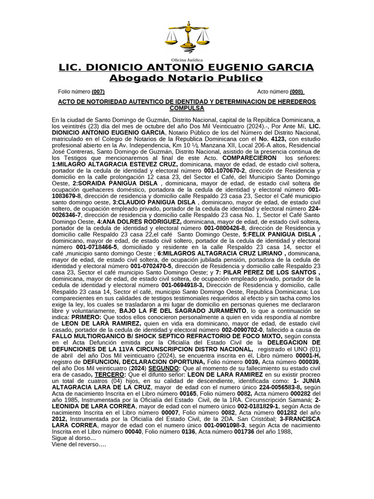 Compulsa Determinacion de Herederos Ana Victoria | PDF | República ...