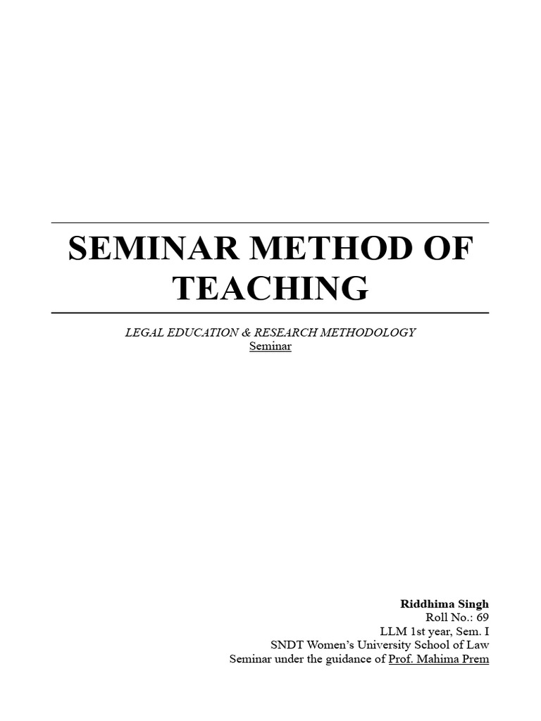 Seminar Method of Teaching | PDF | Learning | Experience