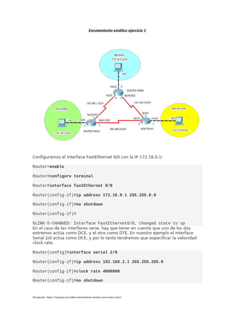 Enrutamiento Estatico Ejercicio 2 | PDF | Enrutador (Computación) | Enrutamiento