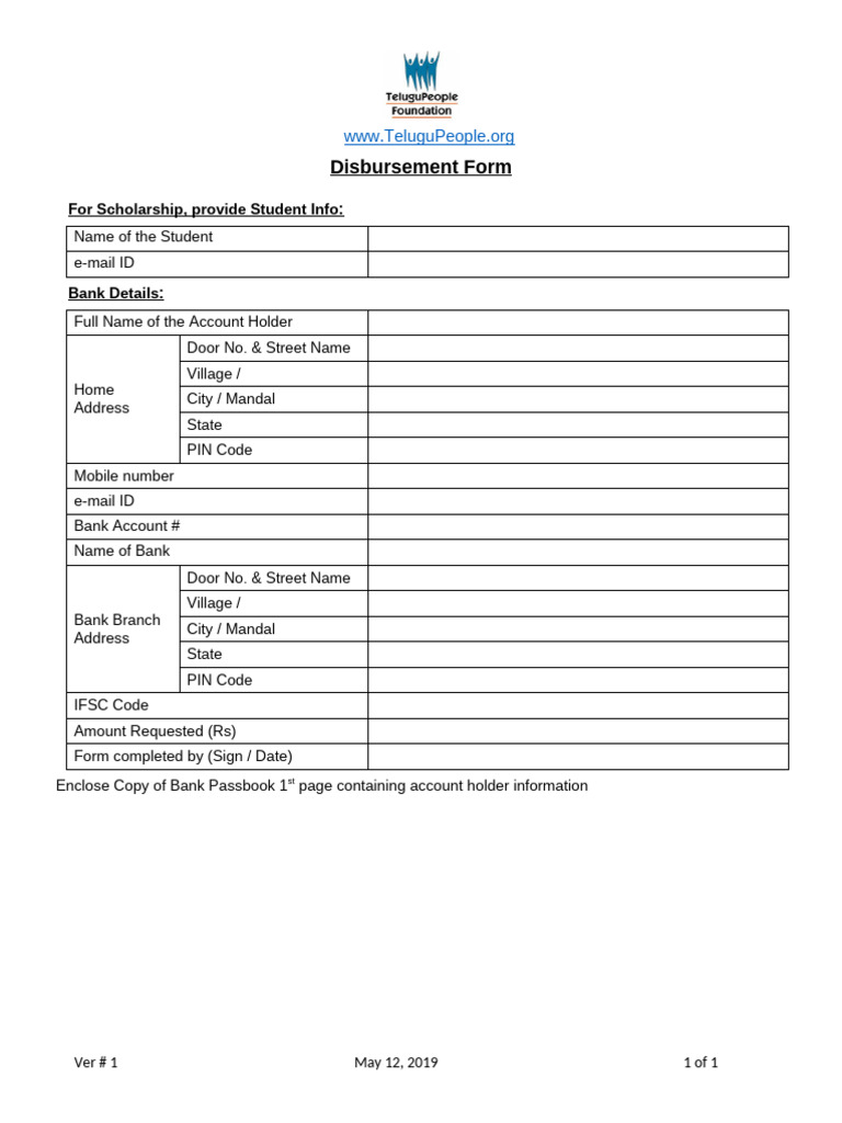 Scholarship Disbursement Form Guide | PDF | Social Science