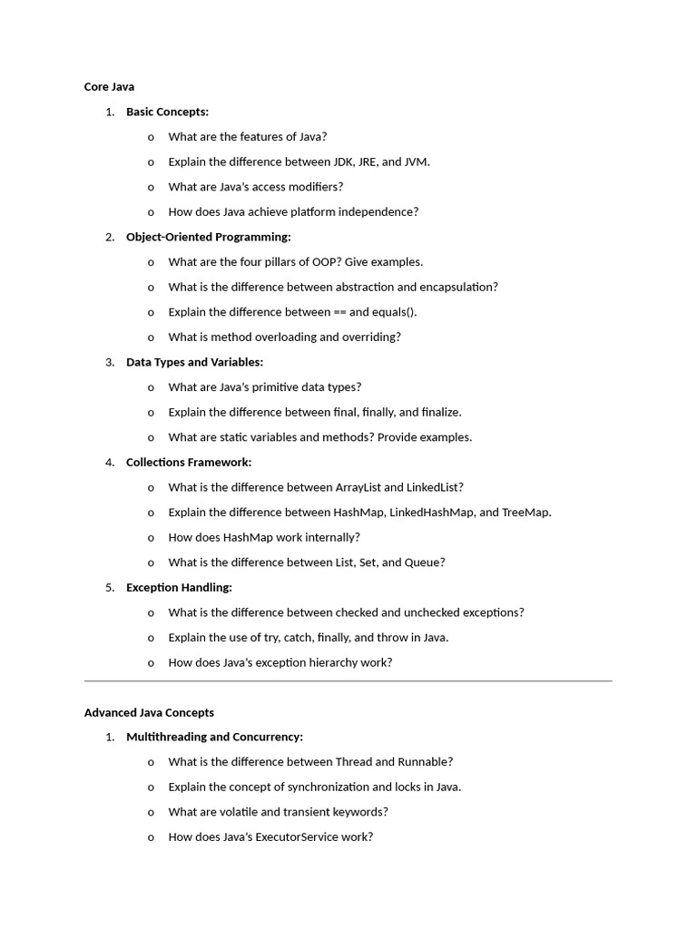 Core Java Questions | PDF | Java (Programming Language) | Operating ... Core Java Questions | PDF | Java (Programming Language) | Operating ...