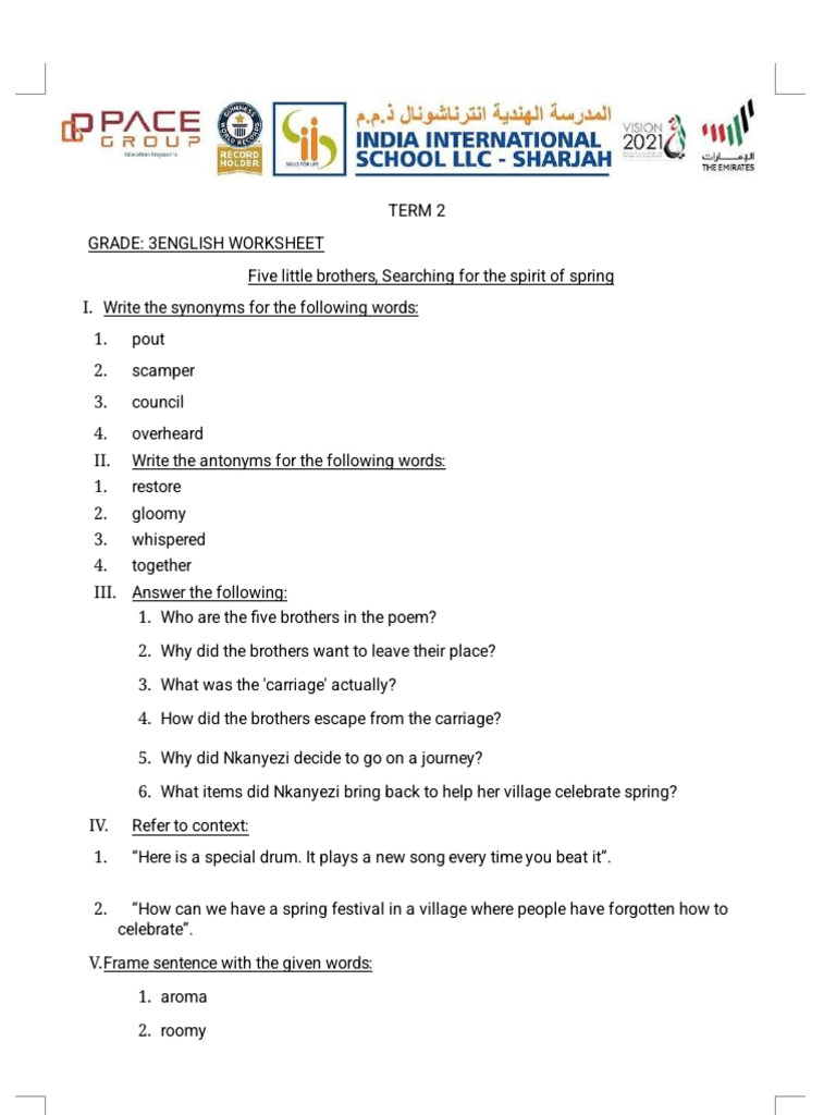 Grade 3 English Worksheet | PDF | Art