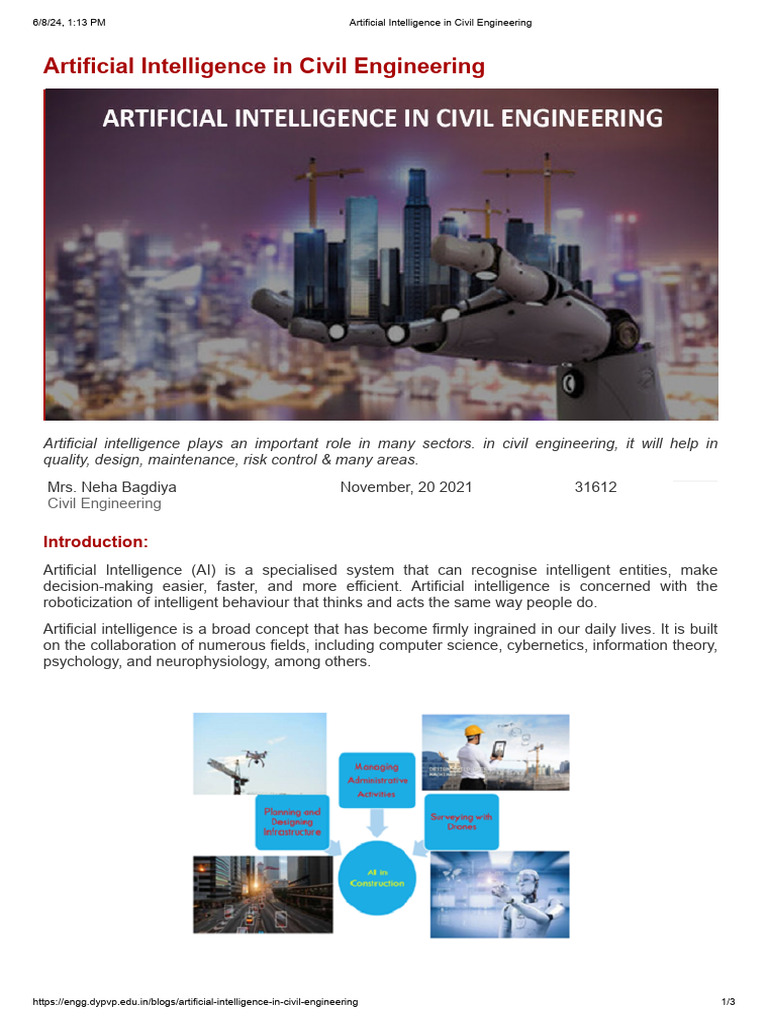 Ai Applications In Civil Engineering Pdf Artificial Intelligence