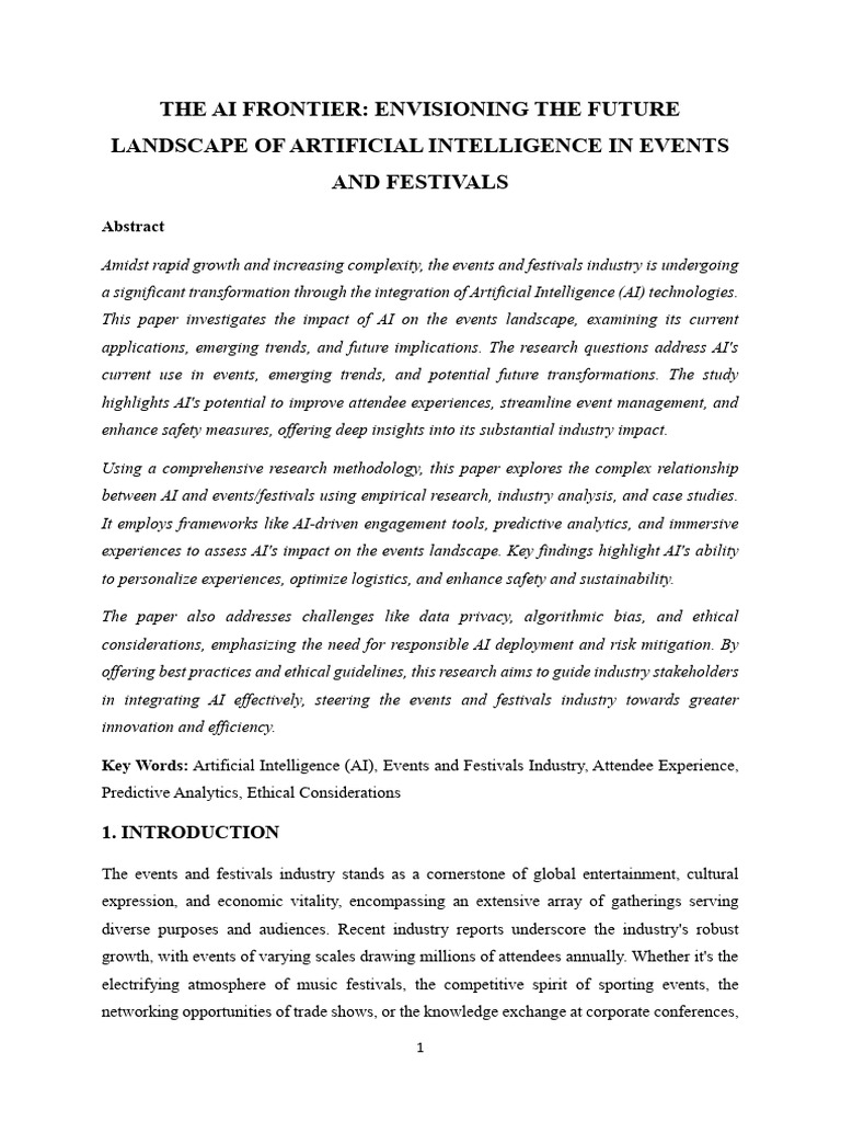 The Ai Frontier: Envisioning The Future Landscape of Artificial Intelligence in Events and ...