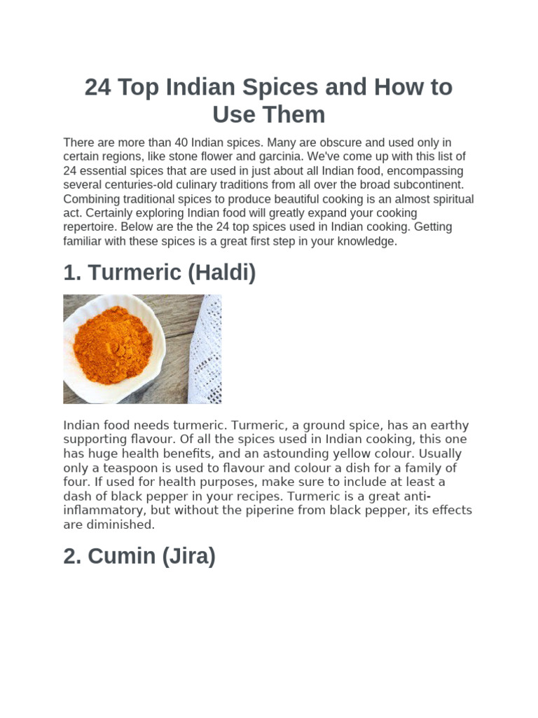 Essential 24 Indian Spices Guide | PDF | Indian Cuisine | Coriander