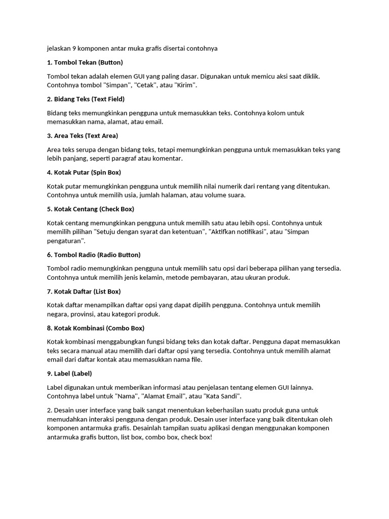 9 Komponen Antarmuka Grafis UI | PDF