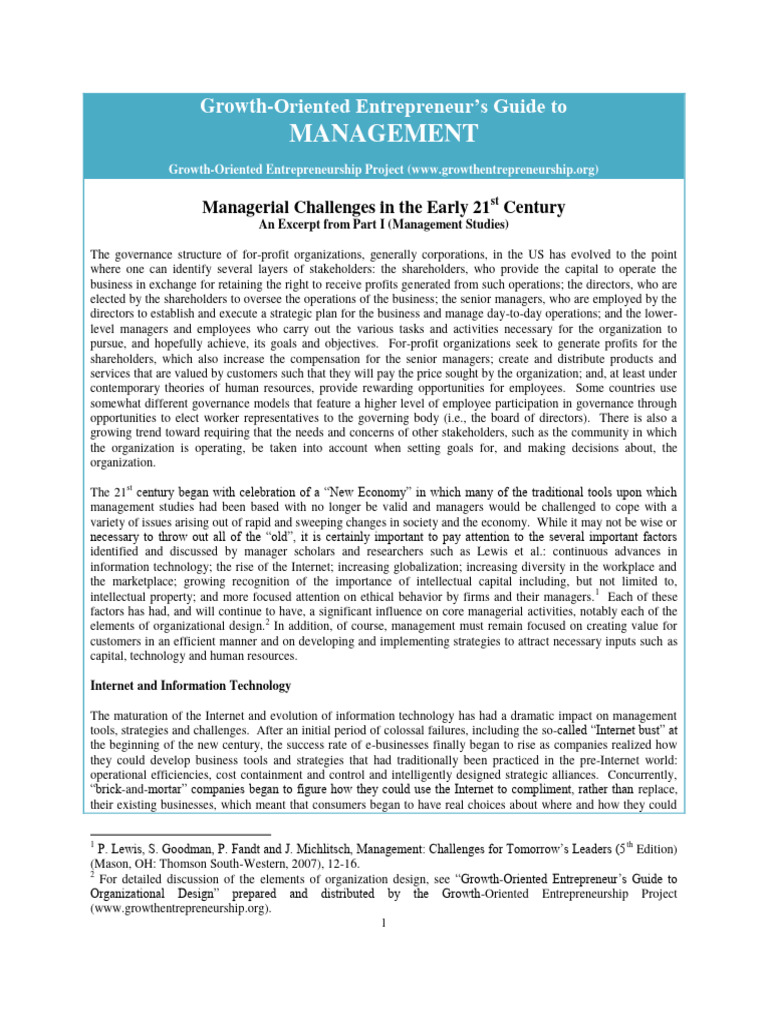 MN Management Challenges | PDF | Entrepreneurship | Business Economics