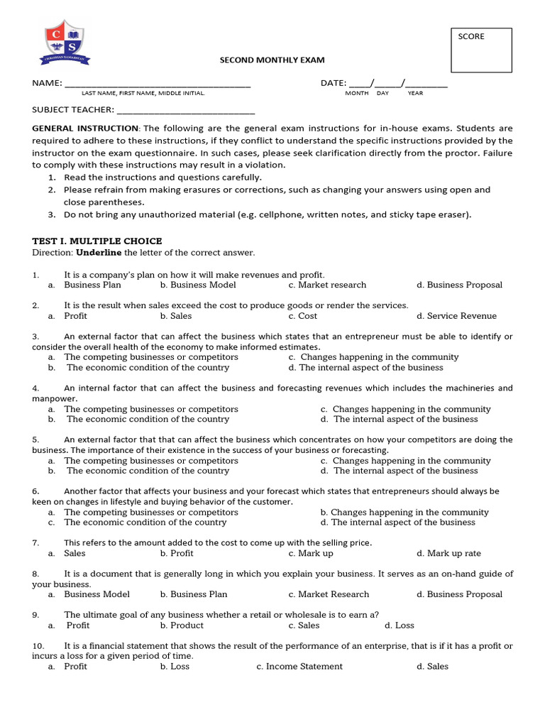 ENTREP | PDF | Profit (Economics) | Income Statement