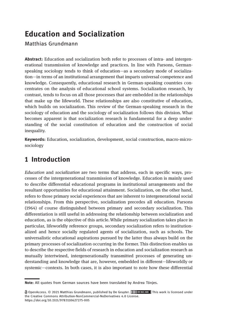 Education and Socialization | PDF | Sociology | Socialization