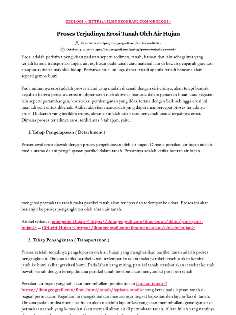 Proses Terjadinya Erosi | PDF