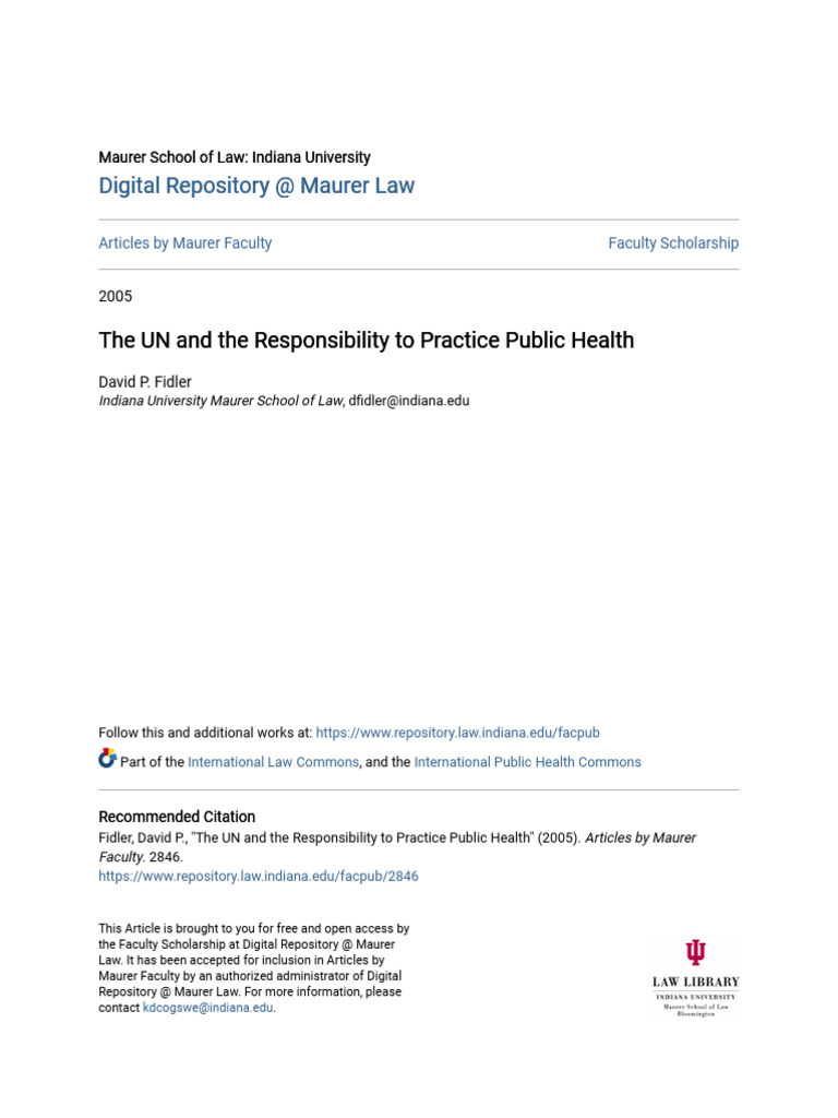 UN's Public Health Responsibility | PDF | Responsibility To Protect ...