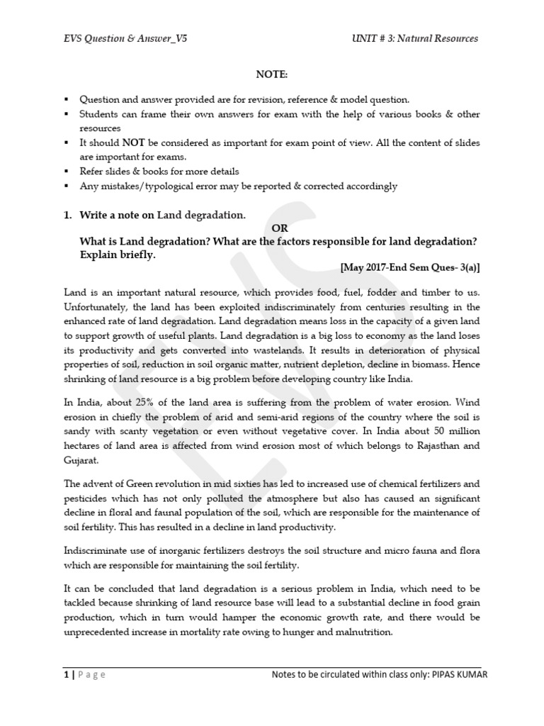 Unit 3 Natural Resources Question & Answer English V5 | PDF | Renewable Energy | Erosion