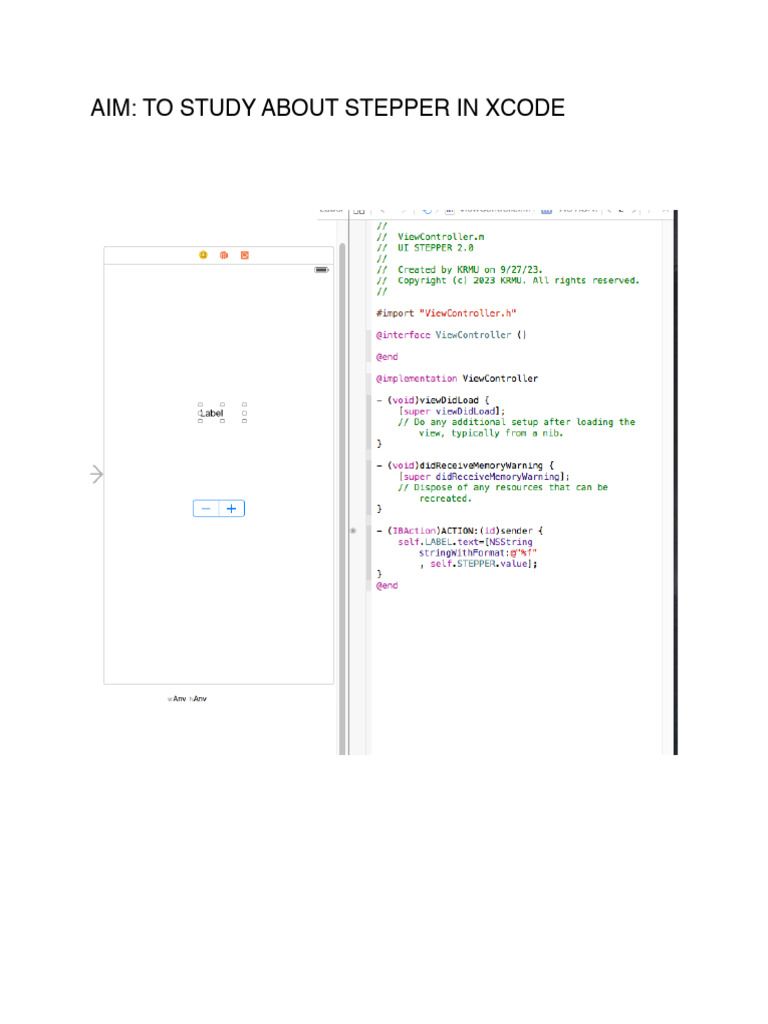 Aim: To Study About Stepper in Xcode | PDF