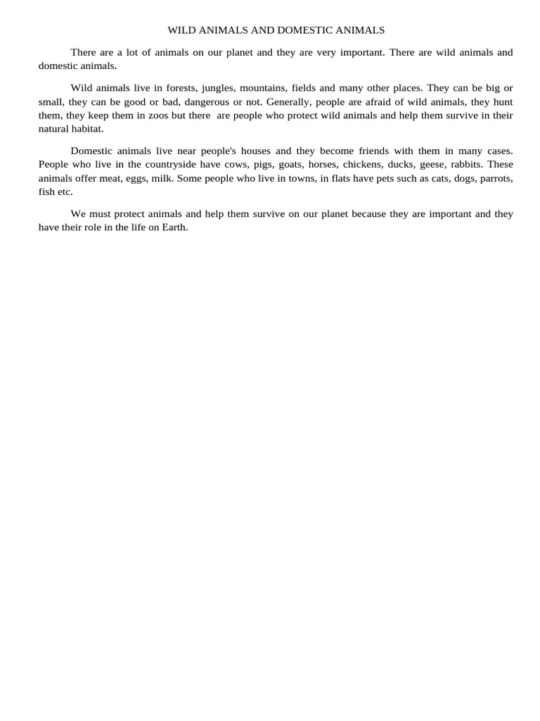 Protecting Wild and Domestic Animals | PDF
