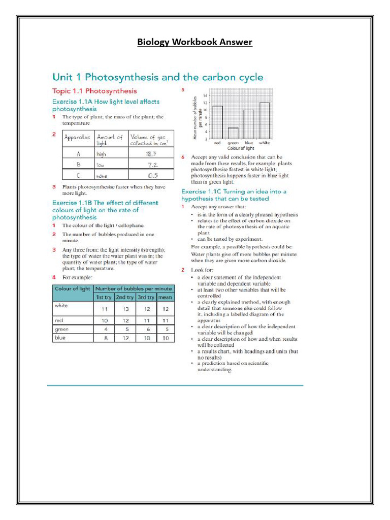 Biology Workbook Answer | PDF
