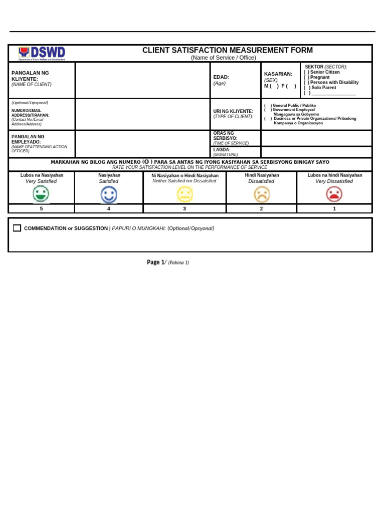 Client Satisfaction Measurement Form V10 | PDF
