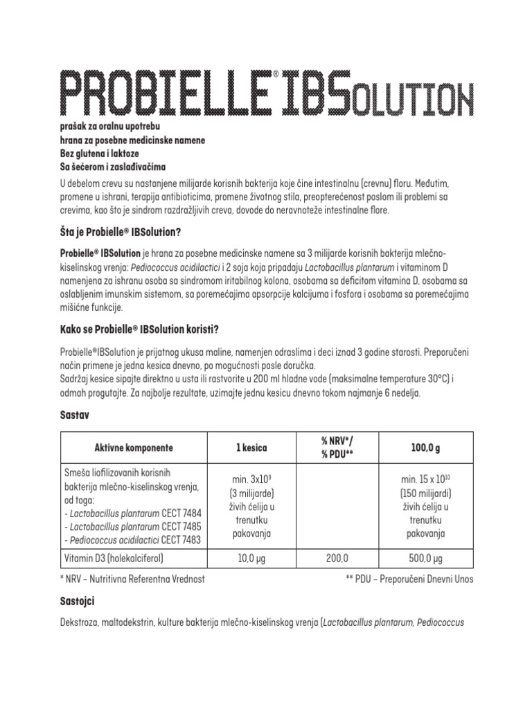 Probielle - Ibsolution Uputstvo | PDF | Wellness | Science & Mathematics