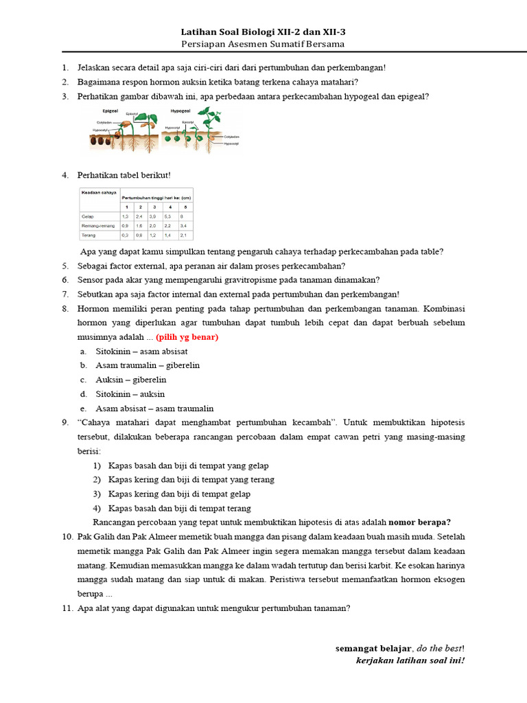 Latihan Soal Biologi XII-2 & XII-3 | PDF