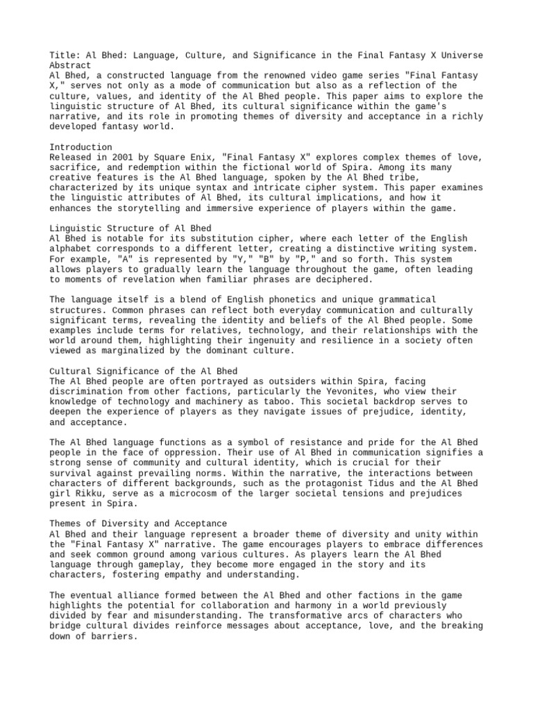 Al Bhed | PDF | Narrative | Human Communication