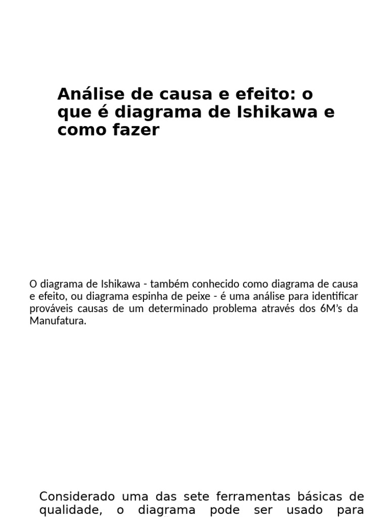 Diagrama de Causa e Efeito | PDF