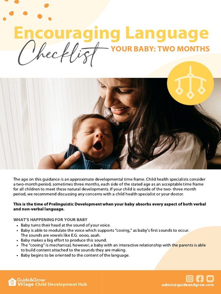 G G Encouraging Language Checklist 2 Months | PDF | Child Development ...