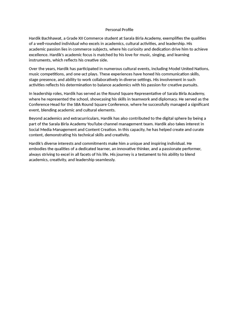 Personal Profile | PDF