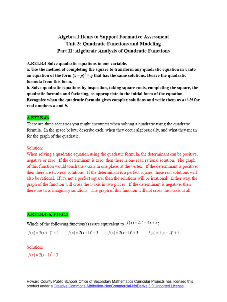 A Rei B 4ab Assessment Items | PDF | Quadratic Equation | Mathematical Analysis