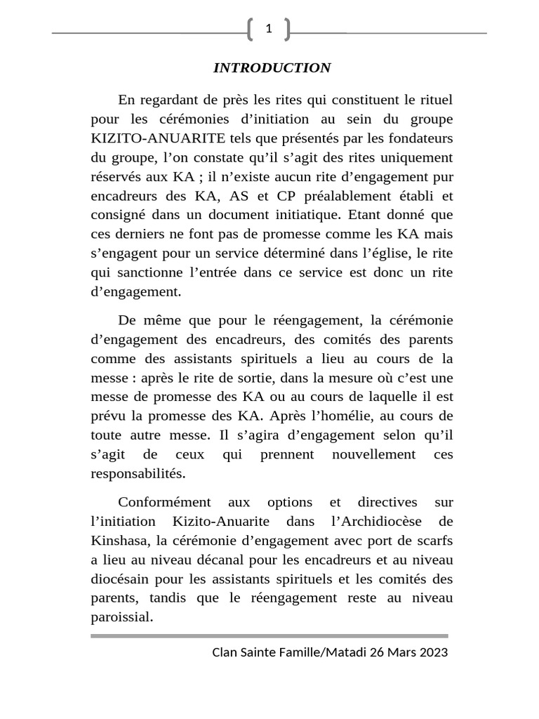 Initiation Kizito-Anuarite : Rituels et Engagements | PDF | Funérailles ...