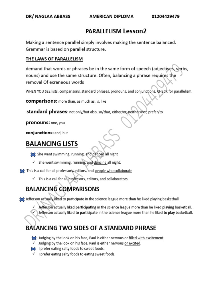 Parallelism 2 DR Naglaa22 | PDF | Phrase | Pronoun