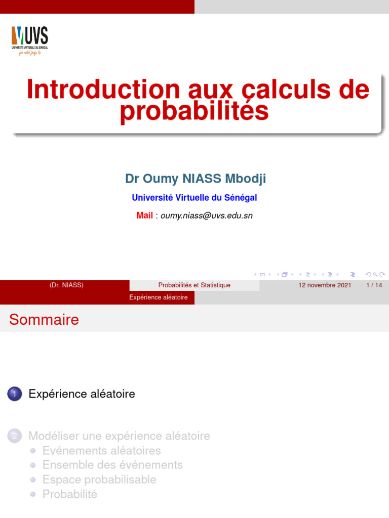 Introduction aux calculs de probabilités | PDF | Théorie des ...