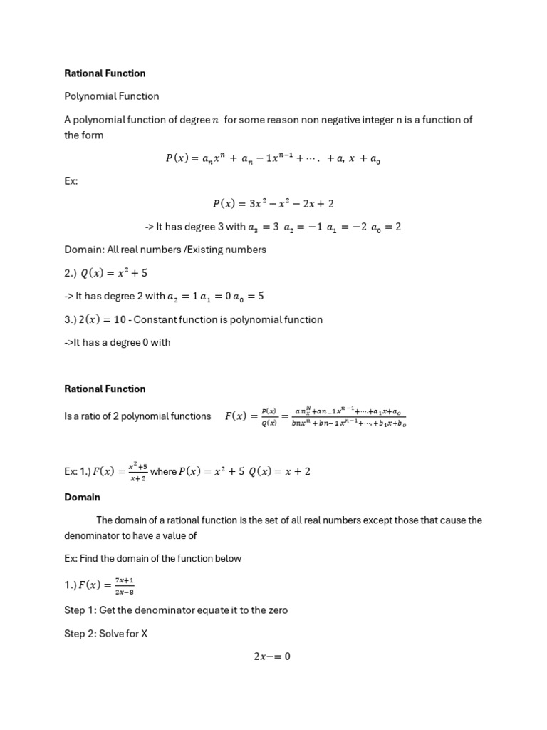 Rational Function Pdf Function Mathematics Polynomial