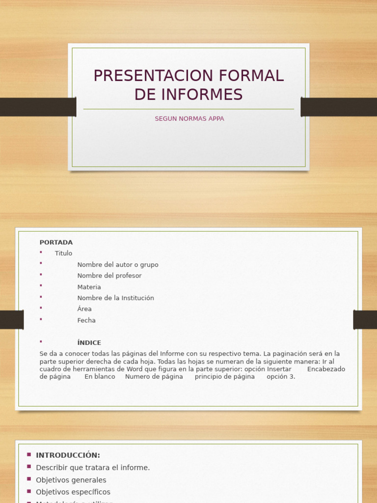 Presentacion - Formal - de - Informes | PDF | Bibliografía | Enseñando